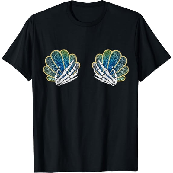 Simple Fit Mermaid Sea Shell Bra Finger Skeleton Costume T-Shirt ...