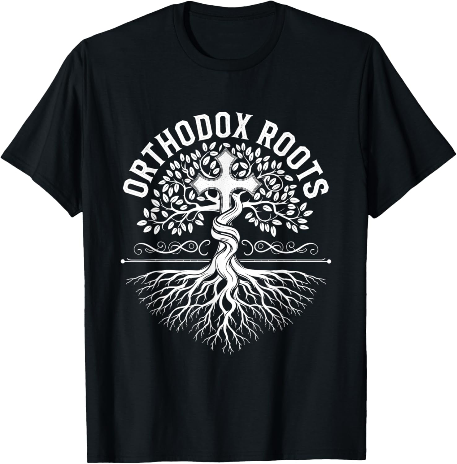 Simple Fit Orthodox Roots Cross Tree Of Life Christian T-Shirt ...