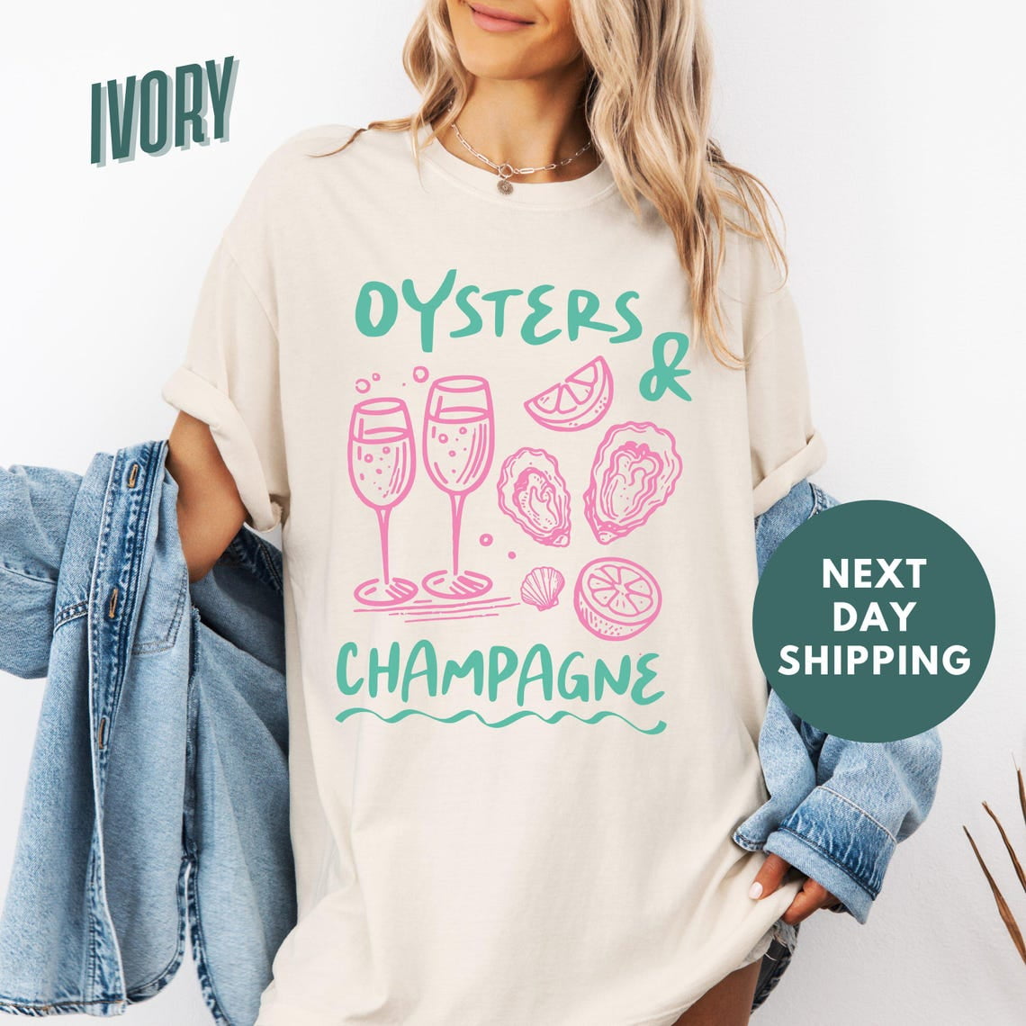 Simple Fit Oysters and Champagne Shirt, Oyster Shirt, Ocean Inspired ...
