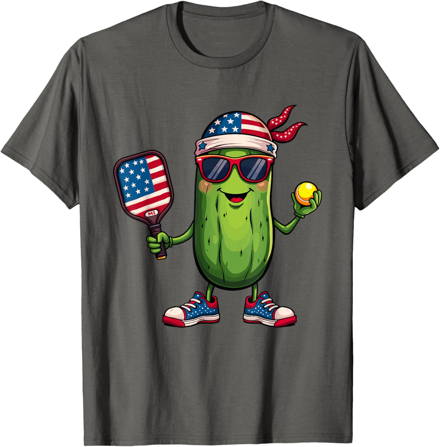 Simple Fit Patriotic Pickleball Paddle Pickle Usa Flag Sports Funny T ...