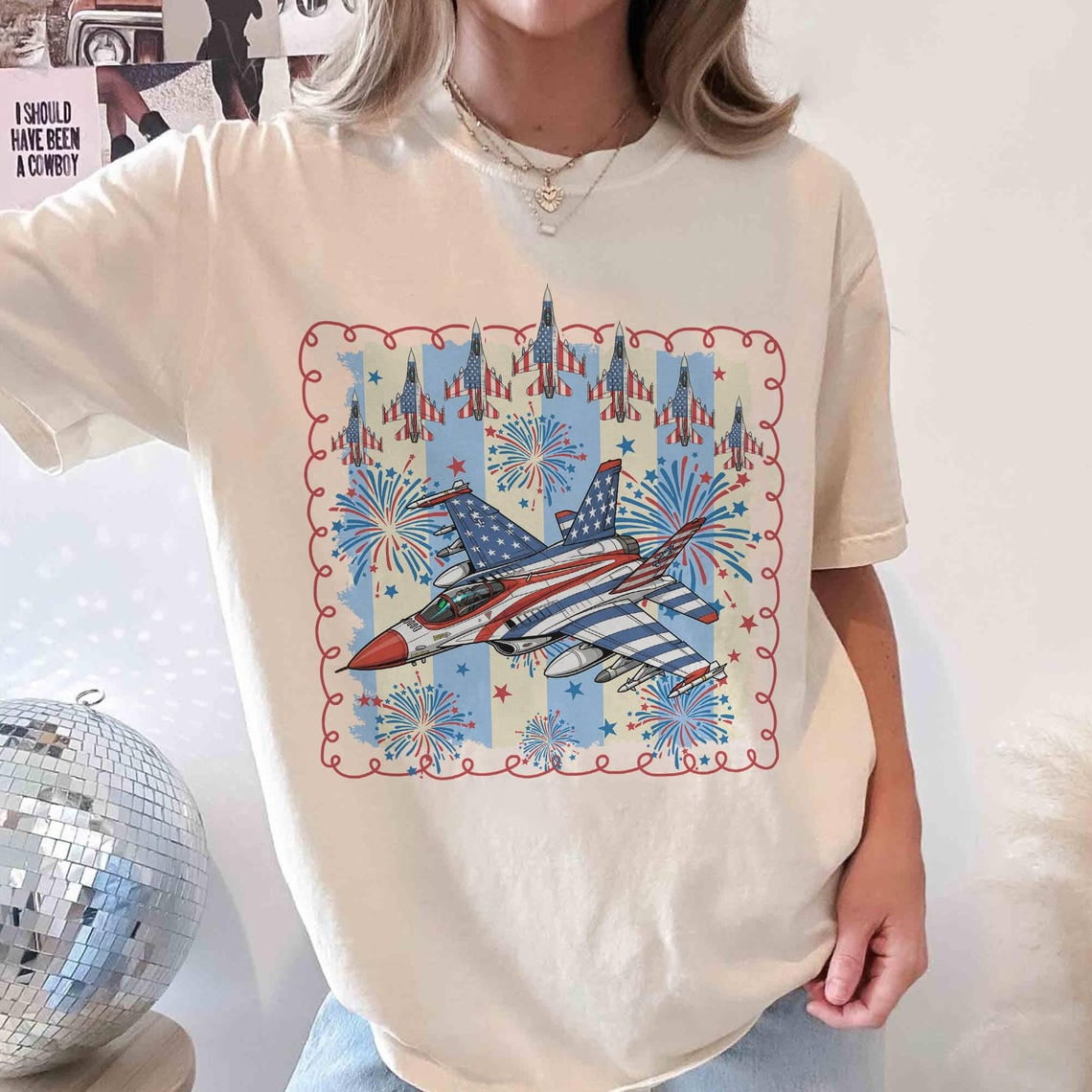 Simple Fit Patriotic Red White Blue USA Flag Fighter Jets 4th of July ...