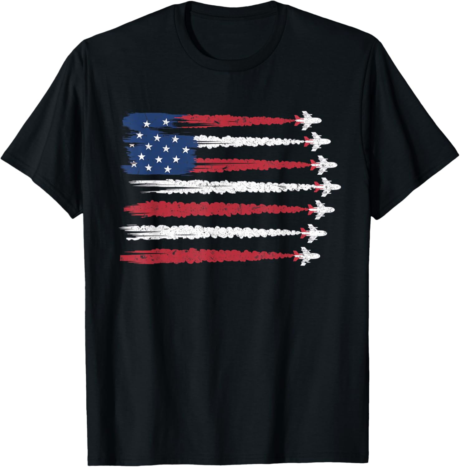 Simple Fit Patriotic Red White Blue Usa Flag Fighter Jets 4Th Of July T ...