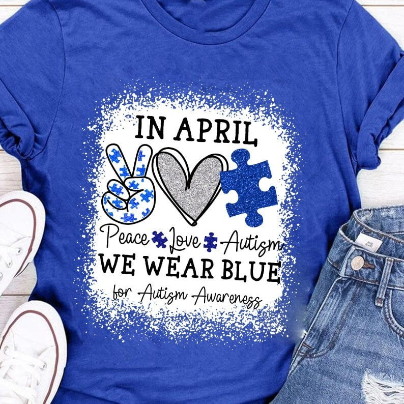 Simple Fit Peace Love Autism In April We Wear Blue For Autism Awareness ...