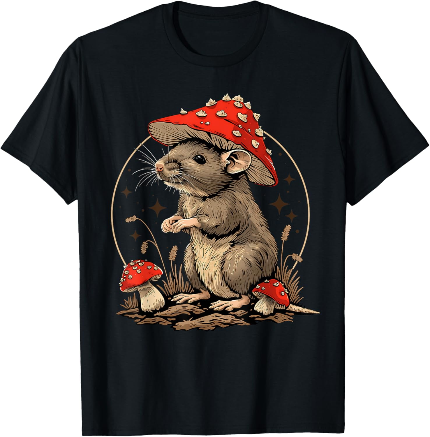 Simple Fit Rat Mouse Cottagecore Aesthetic Mushroom Hat Witchy T-Shirt ...