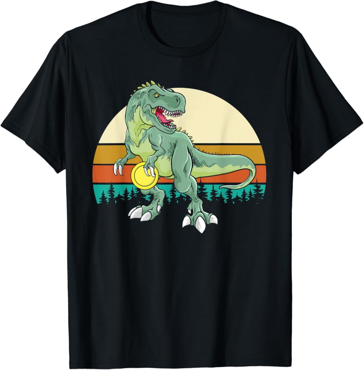 Simple Fit Retro Dino Dinosaur Golfer Gift T Rex Disc Golf T-Shirt All ...