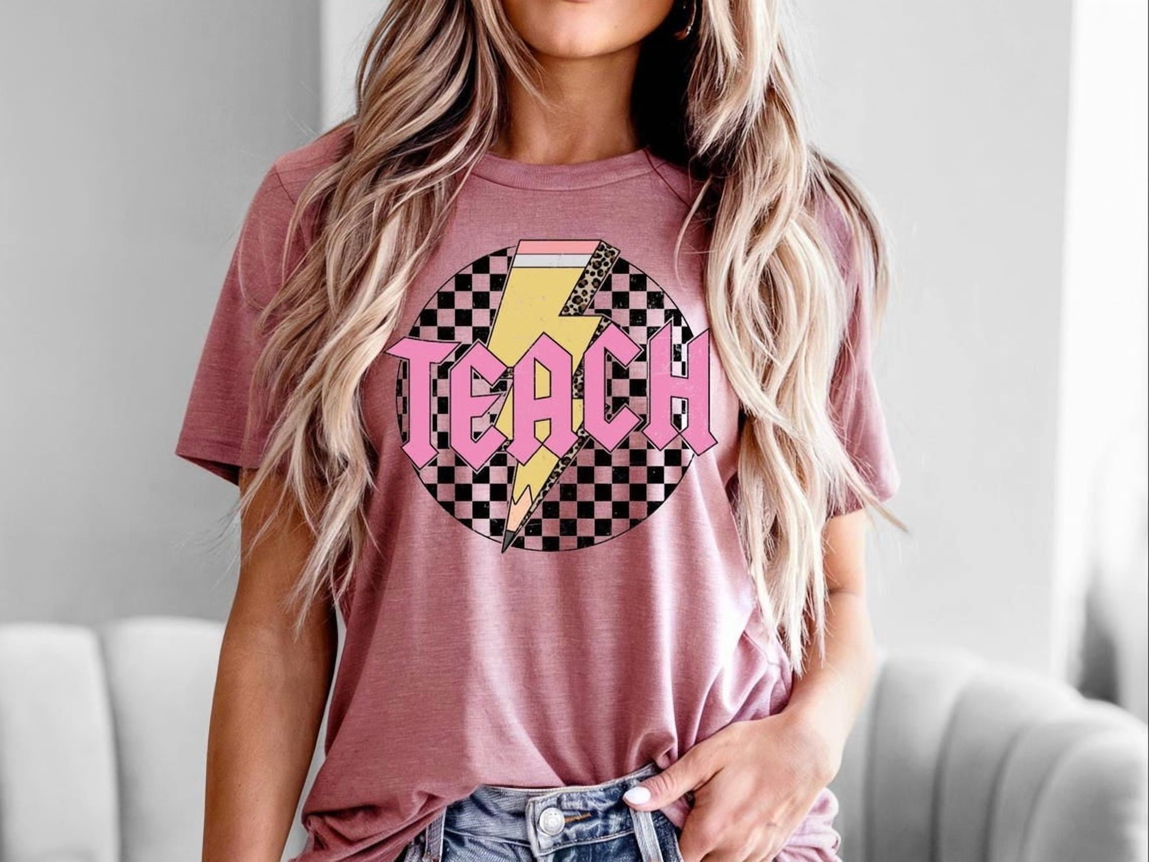 Simple Fit Retro Teach , Back To School, Rock Day Of School Shirt ...