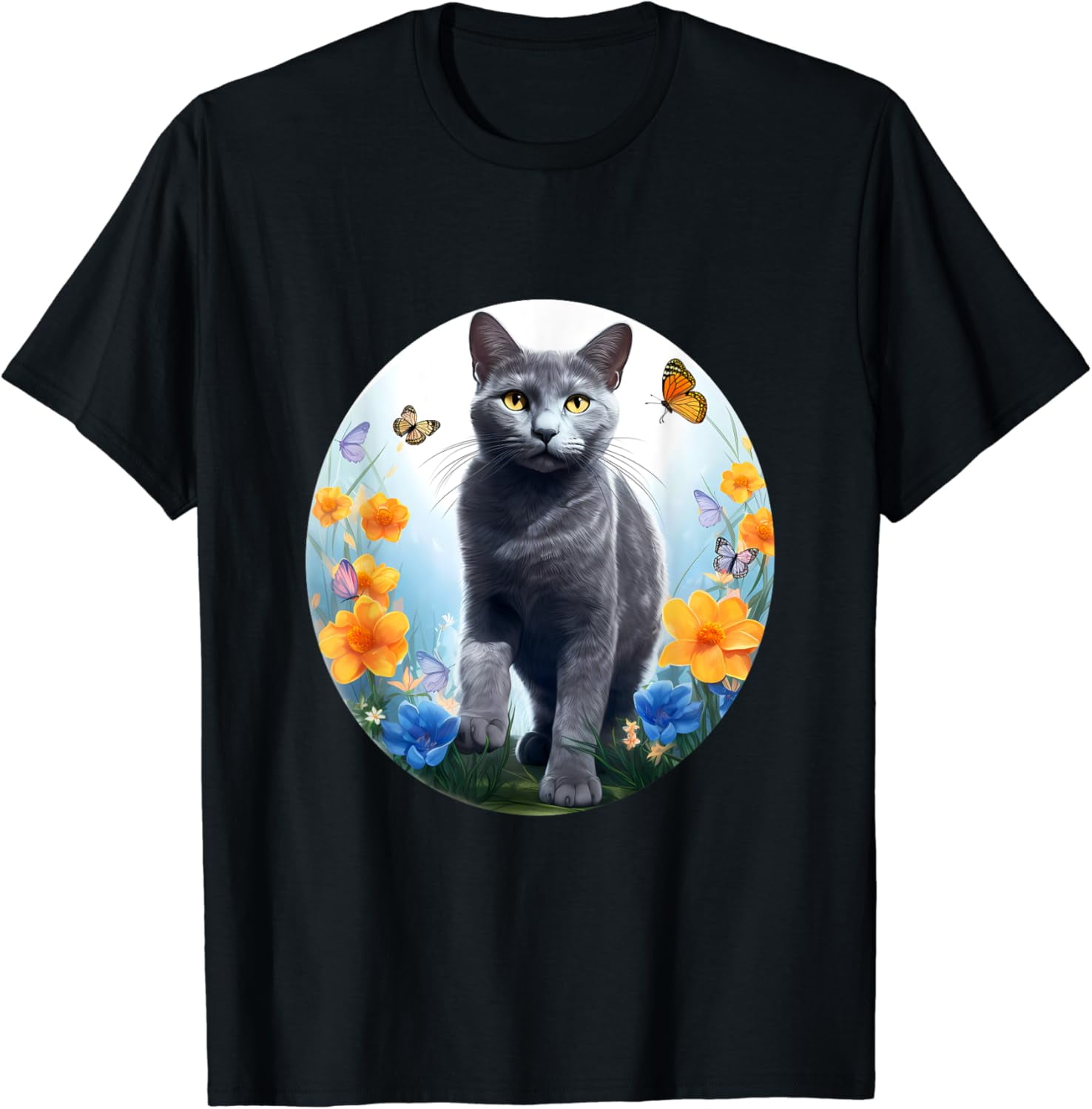Simple Fit Russian Blue Cat Cat Flower Sweet Russian Blue Cat Flower ...