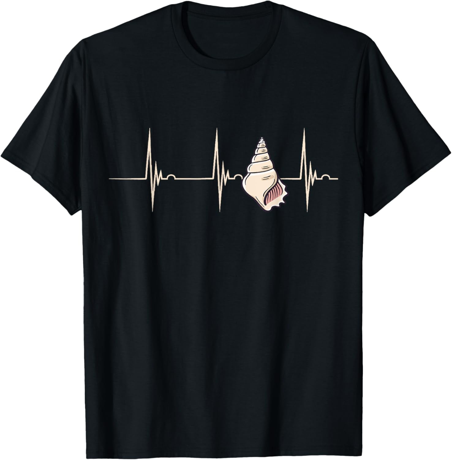 Simple Fit Seashell Seashell Collecting Clamshell Heartbeat Ekg Pulse T ...