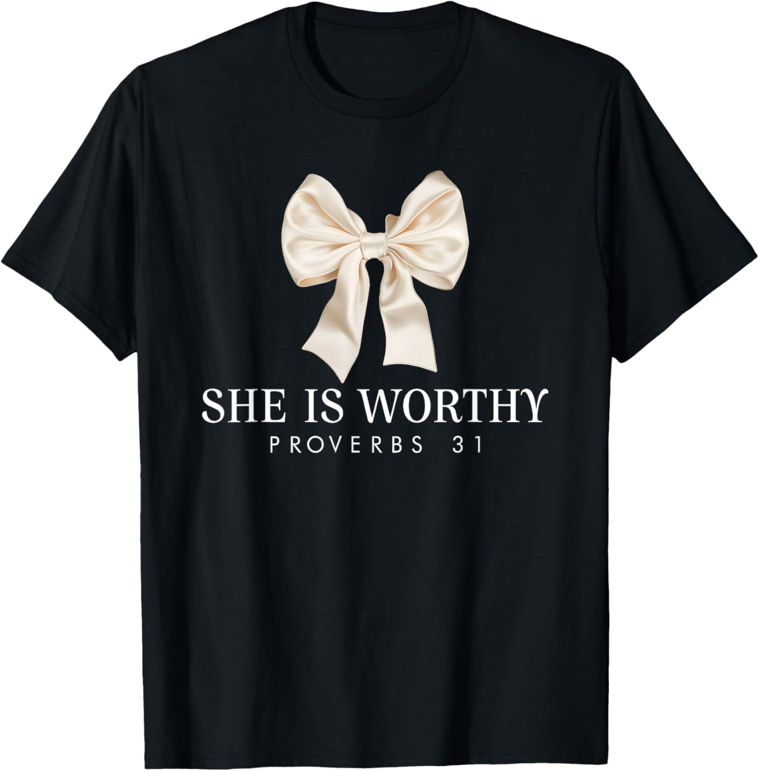 Simple Fit She Is Worthy, Cute Christian Coquette, She Is Worthy Bow T ...