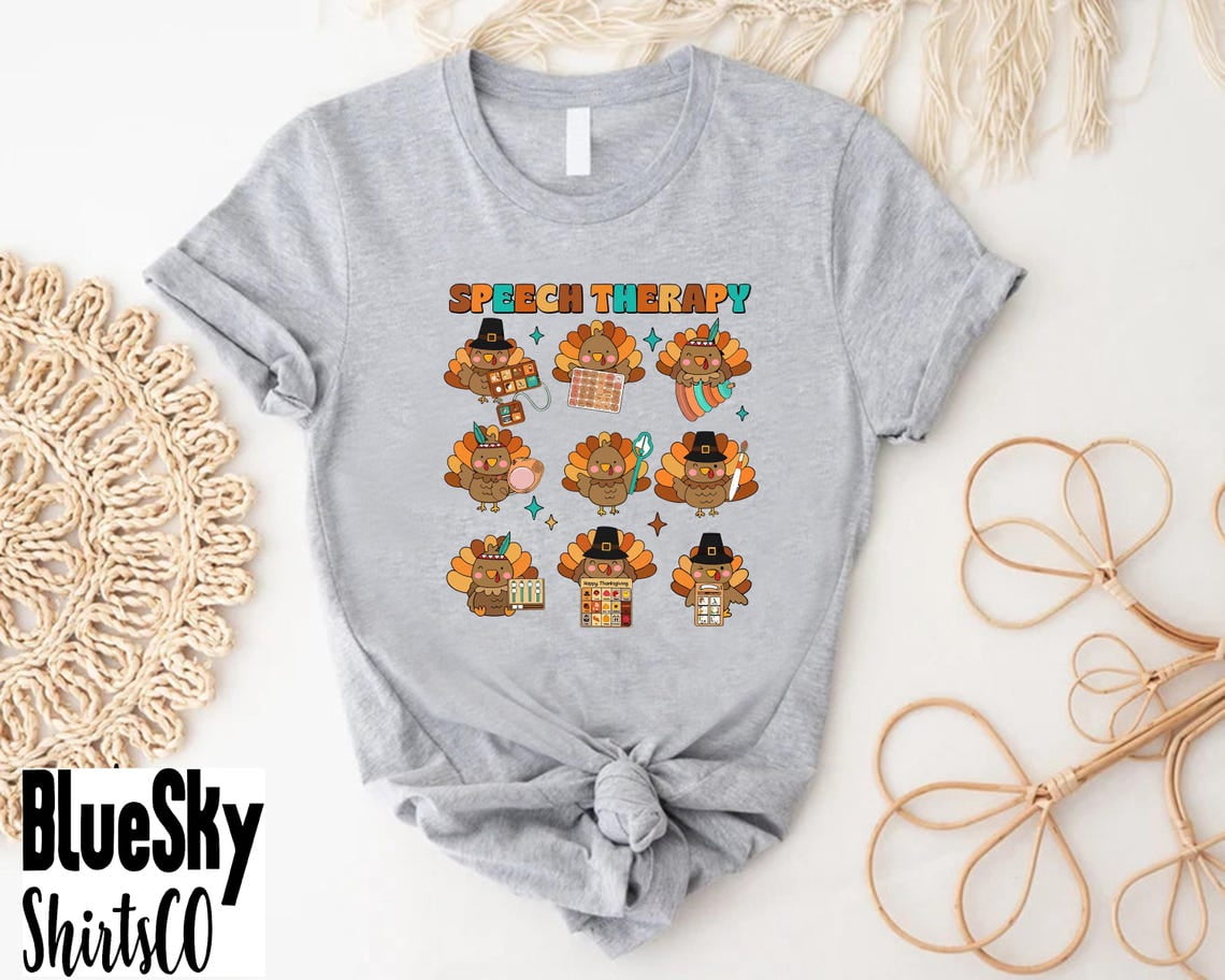 Simple Fit Speech Therapy Thanksgiving Shirt, SLP Turkey Shirt, Speech ...