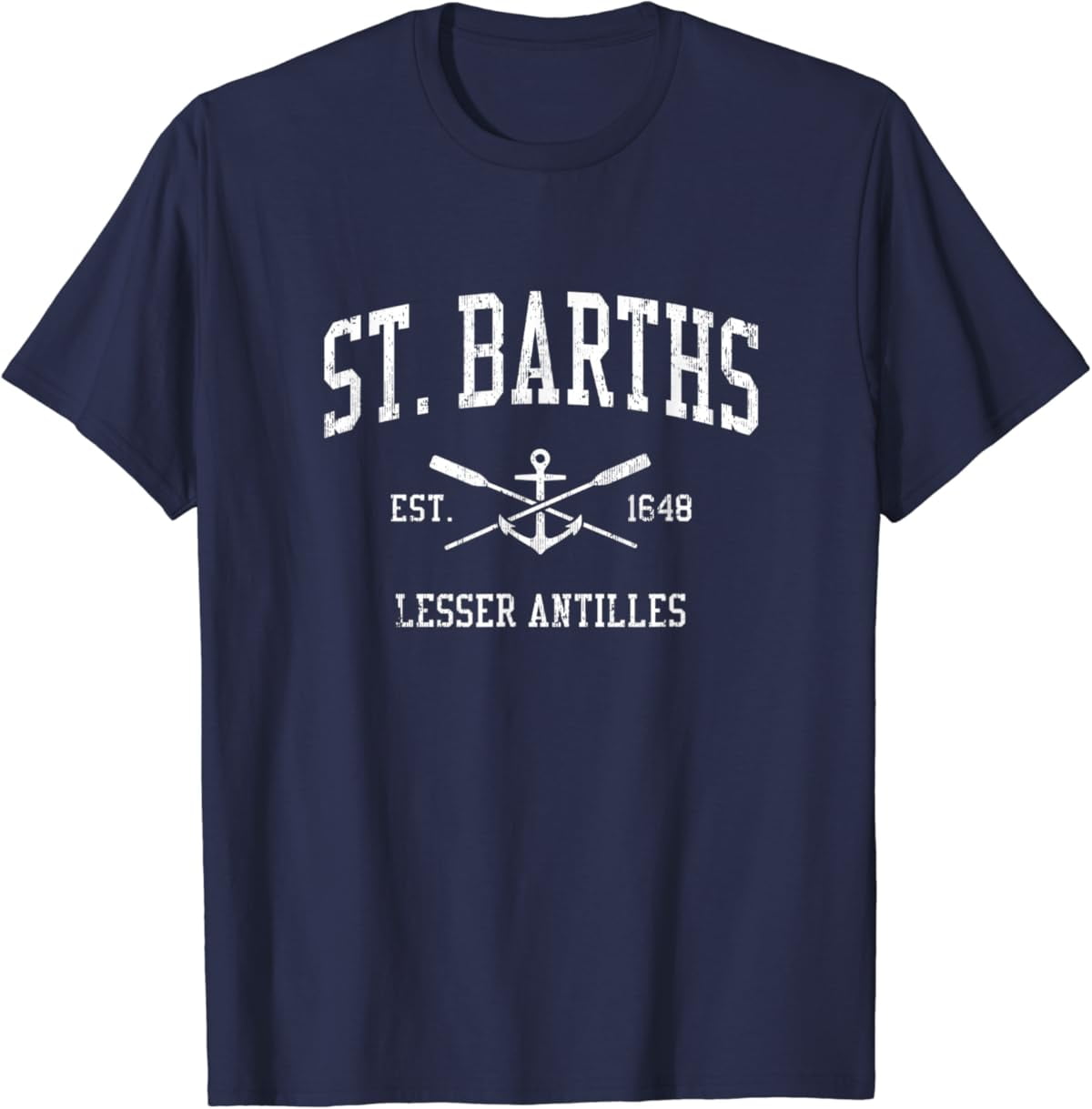 Simple Fit St. Barths Vintage Crossed Oars & Boat Anchor Sports T-Shirt ...