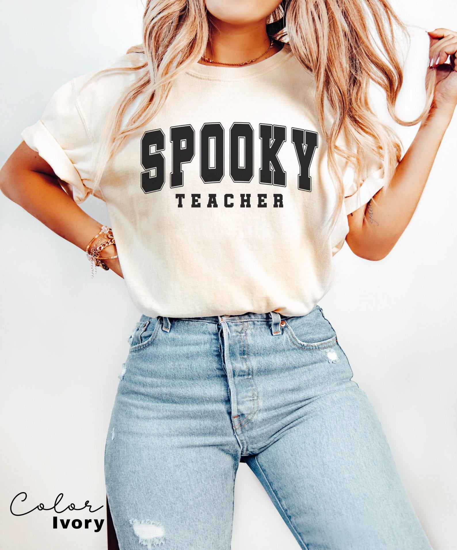 Simple Fit Teacher Happy Holidays Shirt, Spooky Teacher Shirt, Retro ...