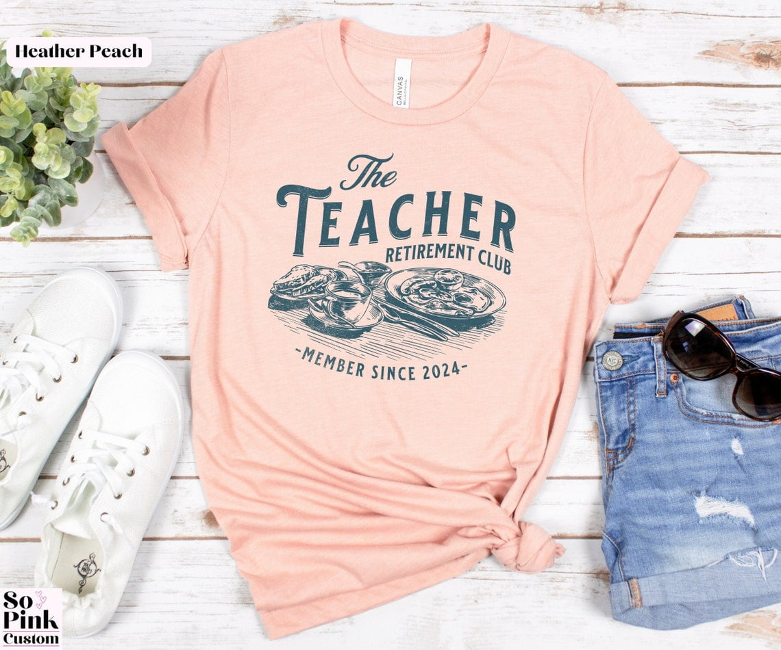 Simple Fit Teacher Retirement Club Retired Teacher Shirt, Retro Teacher ...