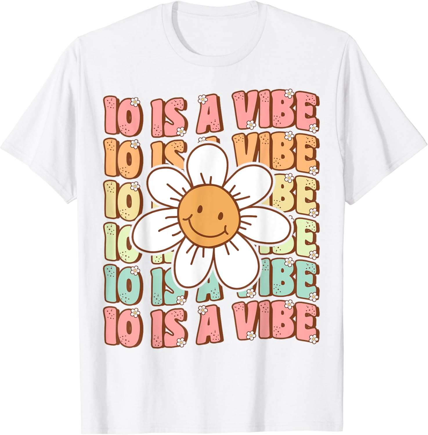 Simple Fit Ten Is A Vibe Cute Groovy 10Th Birthday Party Daisy Flower T ...