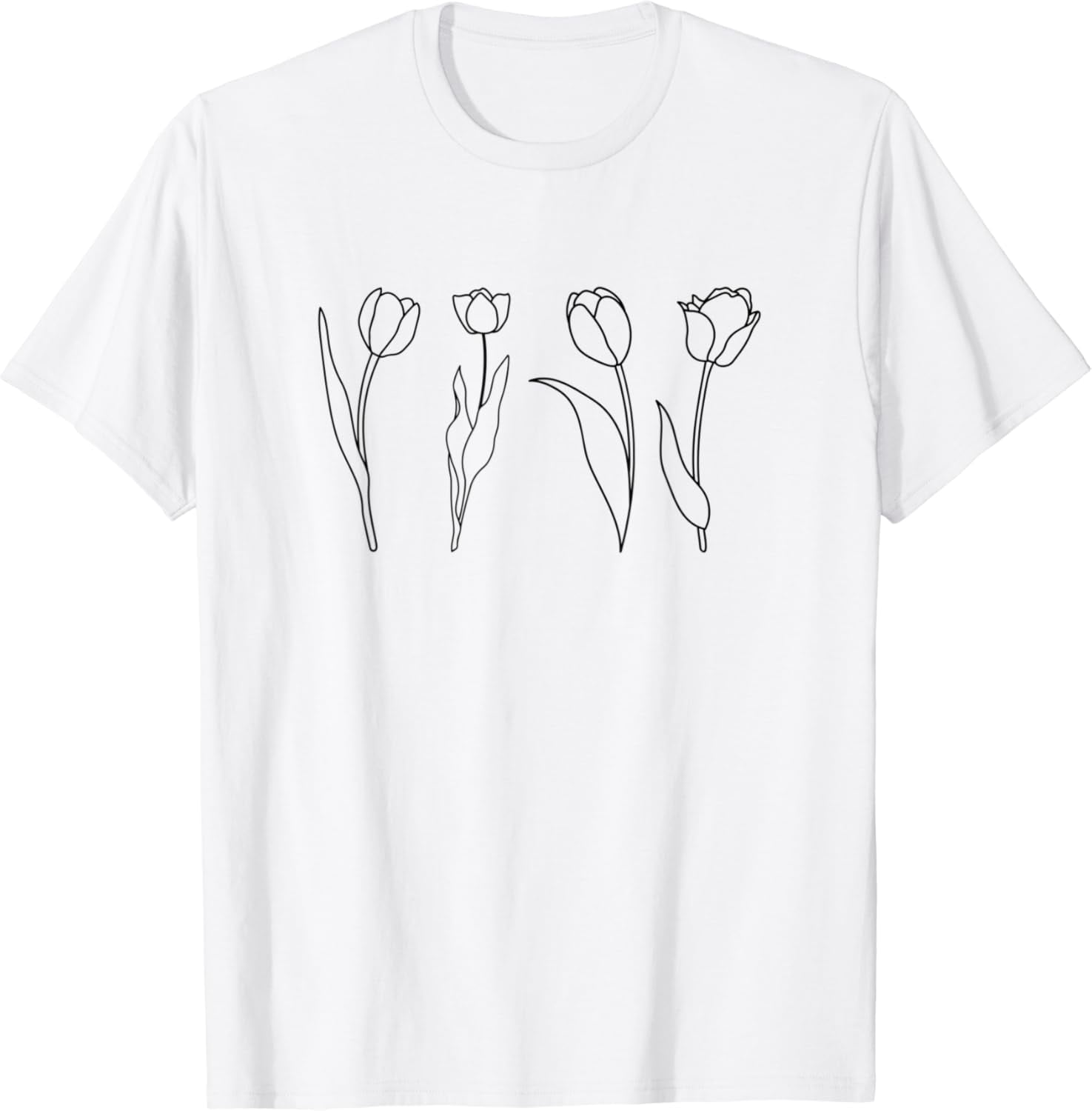 Simple Fit Tulip Flower Outline, Tulip Lovers, Tulip Sketch Floral T ...