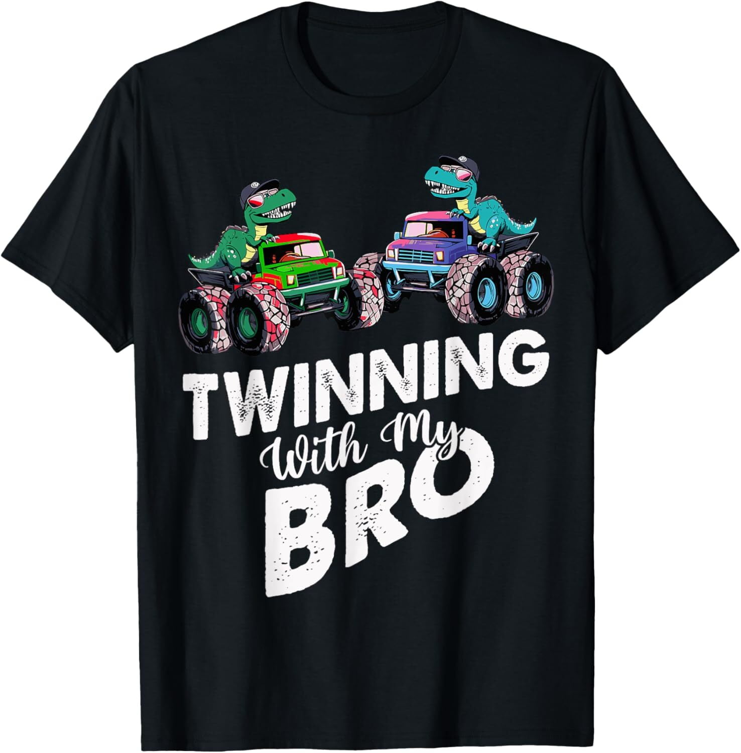 Simple Fit Twinning With My Bro Monster Trucks T Rex Twin Day T-Shirt ...