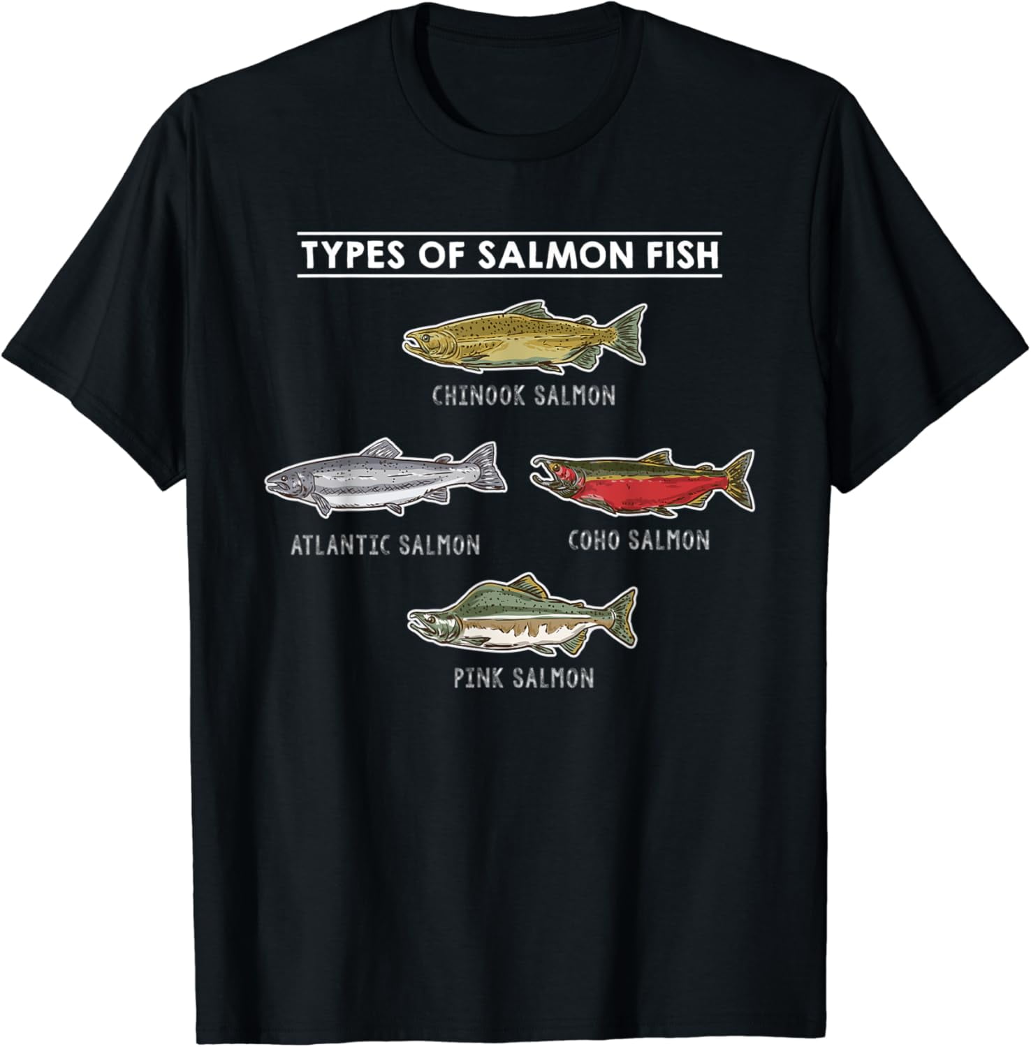 Simple Fit Types Of Salmon Fish For Salmon Fishing T-Shirt - Walmart.com