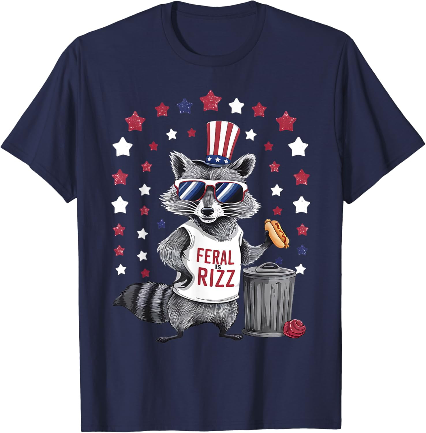 Simple Fit Usa Feral Is Rizz 4Th Of July Racoon Hotdog And Trash T ...