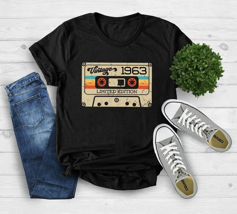 Simple Fit Vintage 1963 Limited Edition Cassette Shirt, 62nd Birthday ...