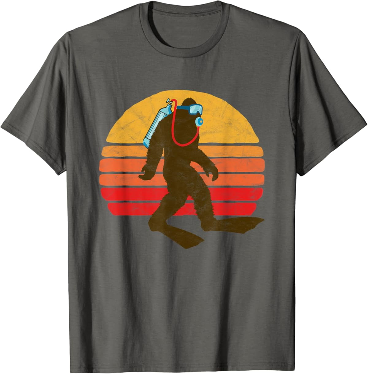 Simple Fit Vintage Bigfoot Scuba Diving Retro Diver & 80S Sun T-Shirt ...