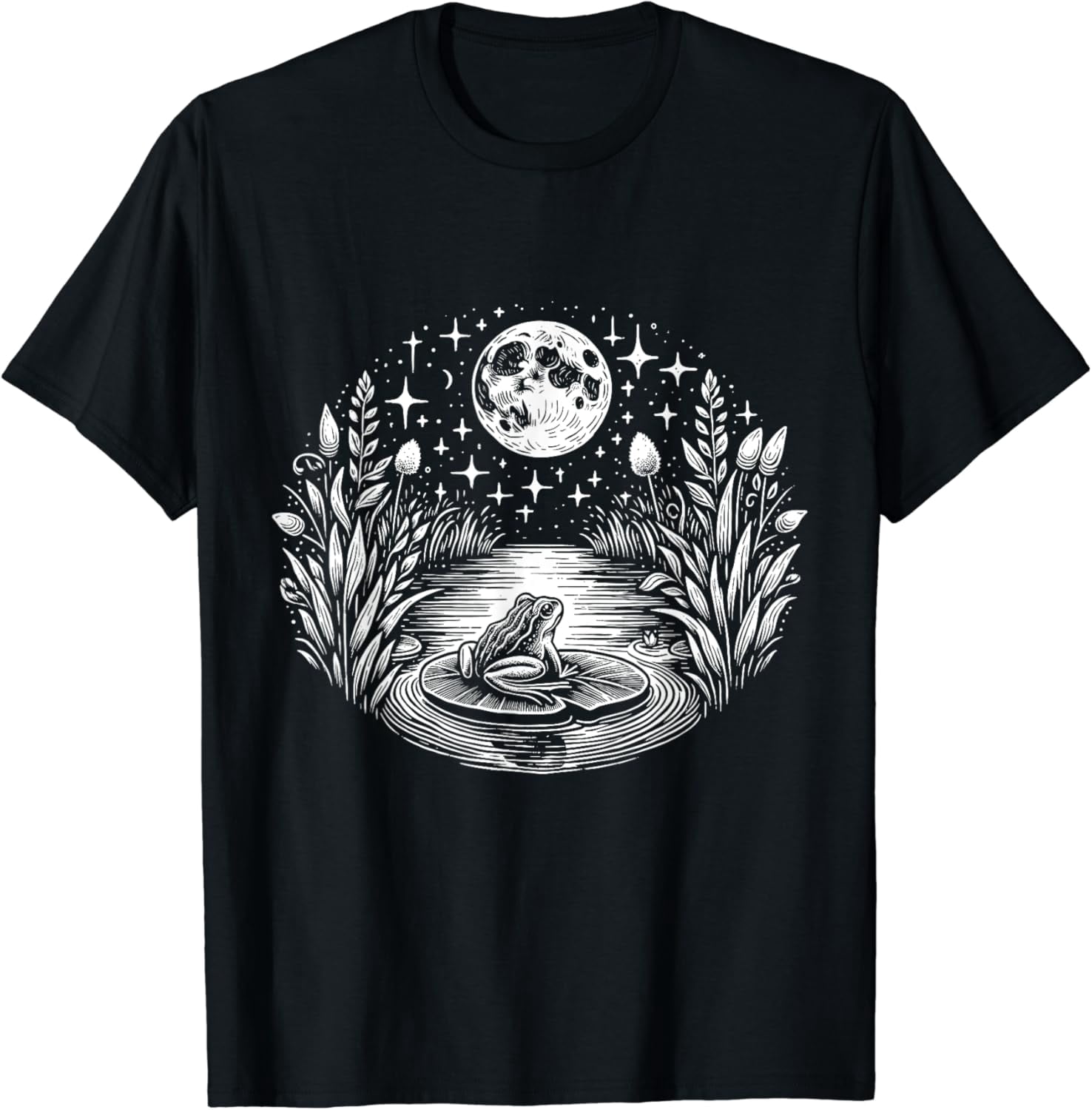 Simple Fit Vintage Frog At Swamp Magical Moon Starry Florals Botanical ...