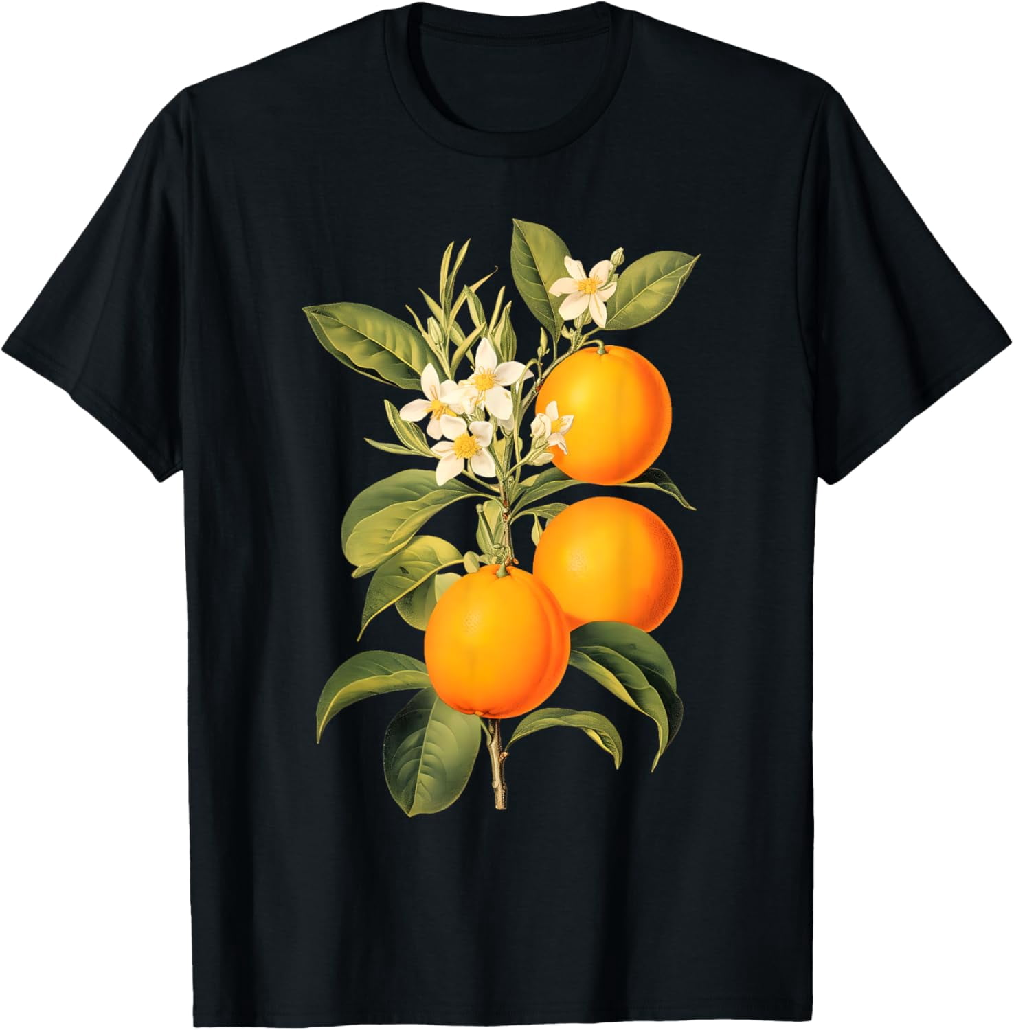 Simple Fit Vintage Fruit Orange Flower Botanical Cottagecore Fruit T ...