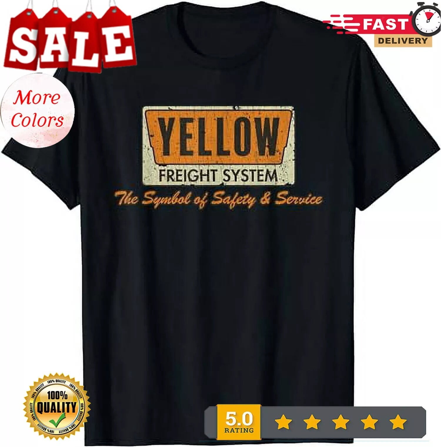 Simple Fit Vintage Yellow Freight Symbol Of Safety 1968 - Truck Driver ...
