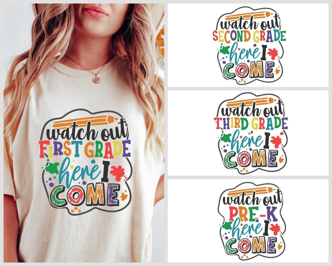 Simple Fit Watch Out Kindergarten Here I Come, Cute Student Shirt ...