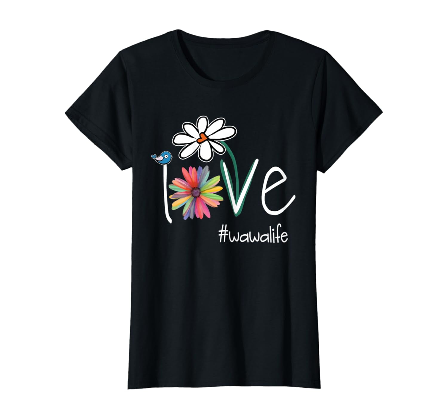 Simple Fit Womens Love Wawa Life - Art Flower Color T-Shirt - Walmart.com