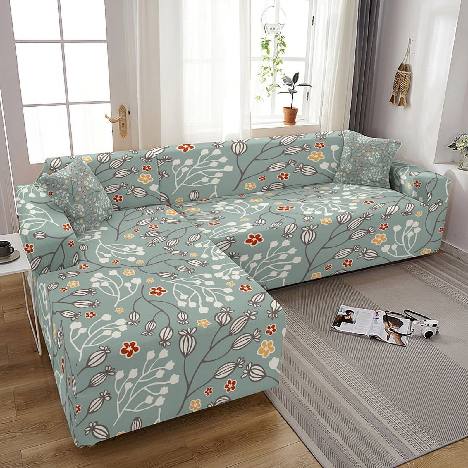 Simple Floral Design Sofa Covers For Living Room r Sectional 1/2/3/4 ...
