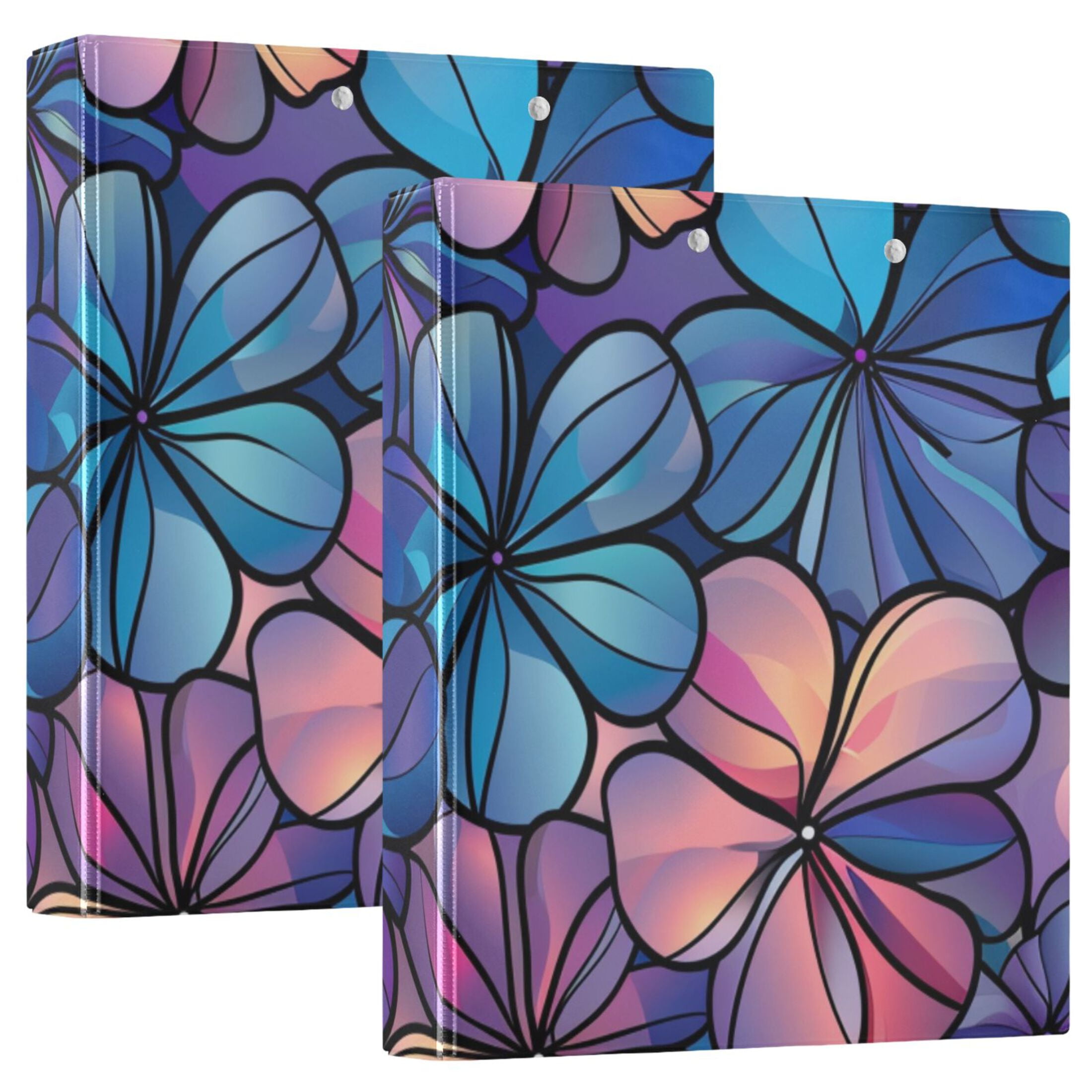 Simple Floral Flowers 3 Ring Binders 1.5 inch Hardcover File Folders ...