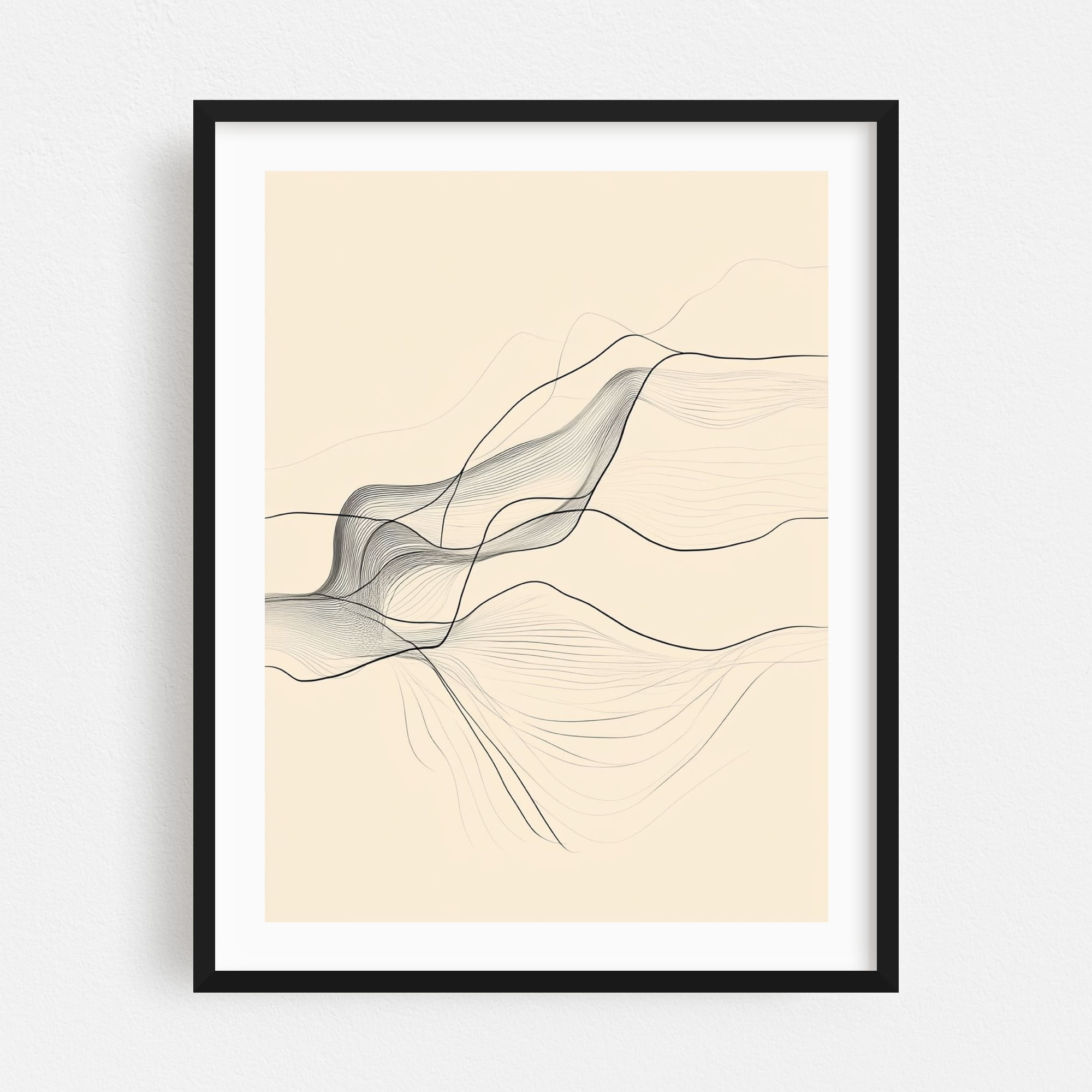 Simple Floral Line Drawing - Line Drawing Black Framed Wall Art Print ...