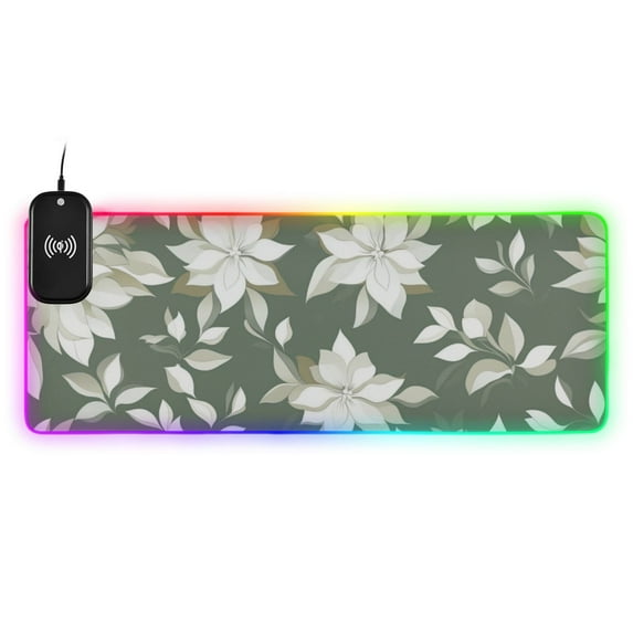 Simple Floral Patterns Wireless Charging RGB Gaming Mouse Pad Large ...
