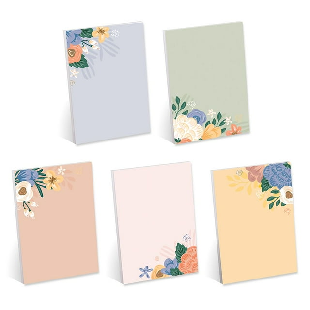Simple Floral Sticky Note Pad Assortment / Set Of 5 Pastel Note Pads ...