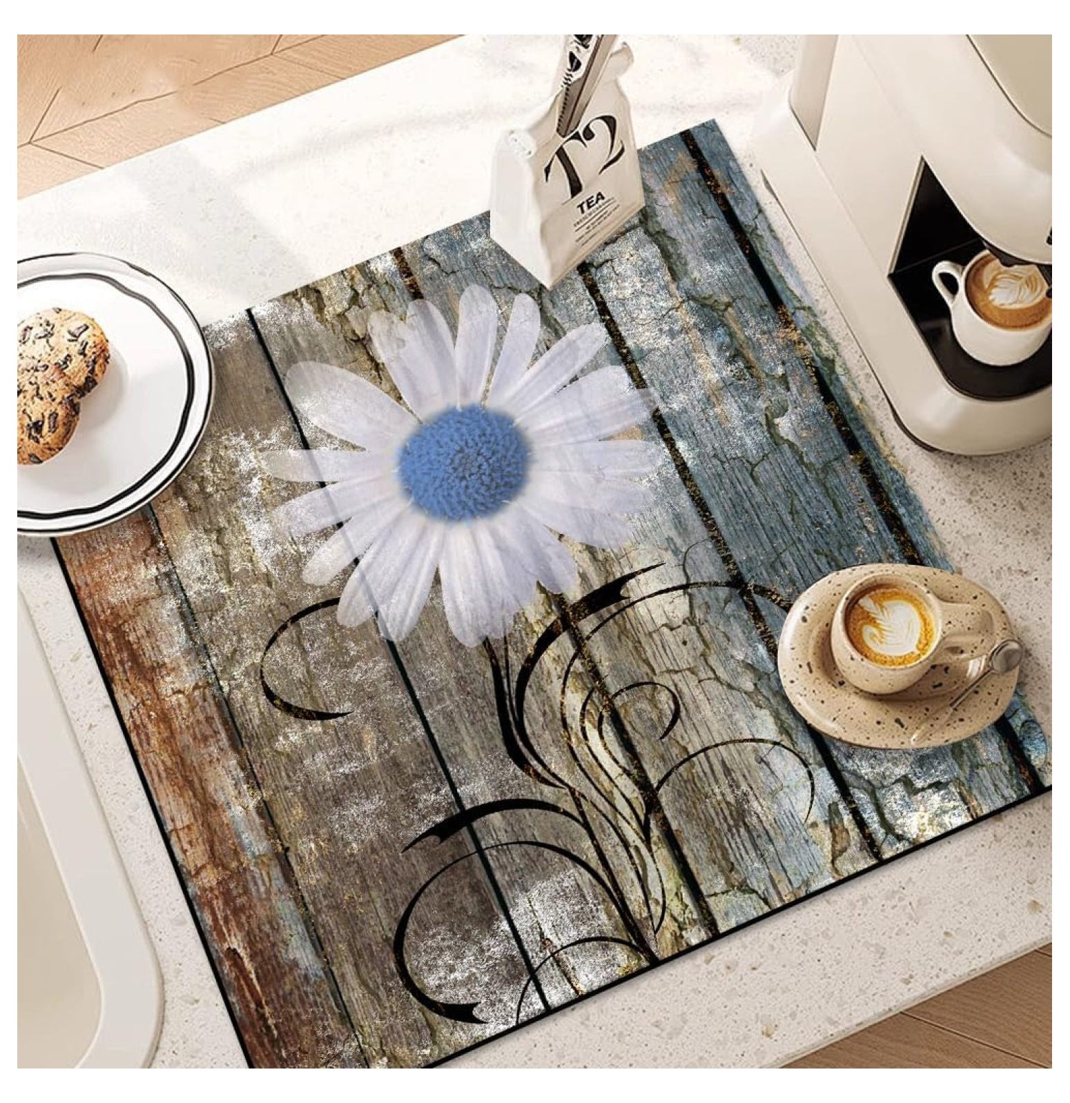 Simple Floral Washer Dryer Cover Mat Fridge Dust Dryer Washing Top Dust ...