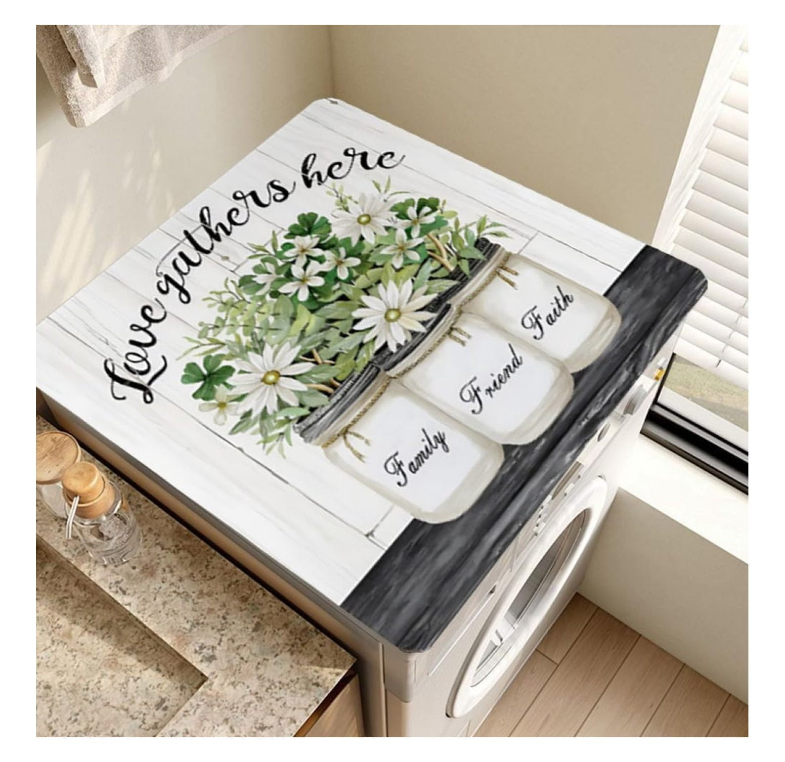 Simple Floral Washer Dryer Cover Mat Fridge Dust Dryer Washing Top Dust ...