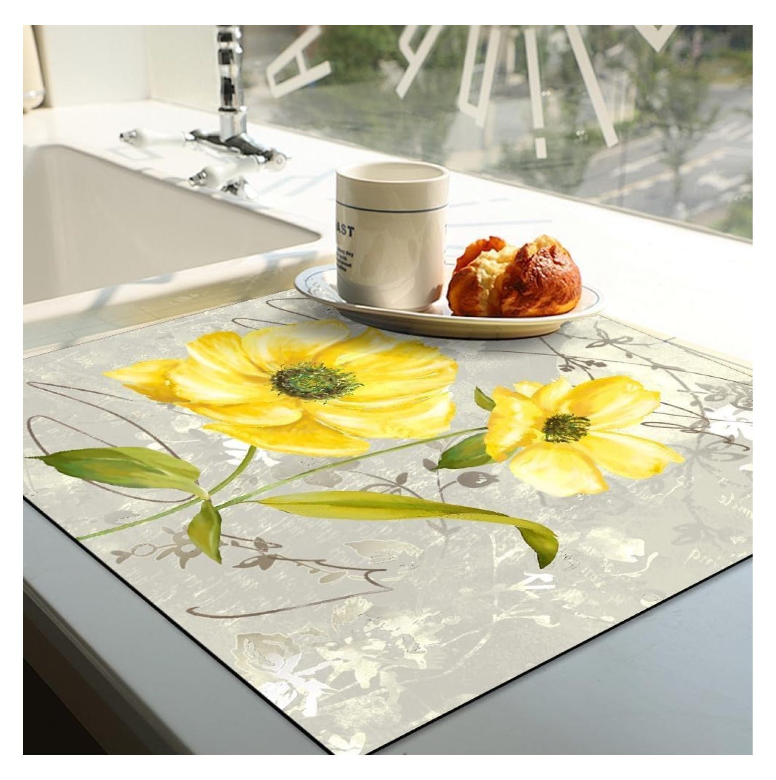 Simple Floral Washer Dryer Cover Mat Fridge Dust Dryer Washing Top Dust ...