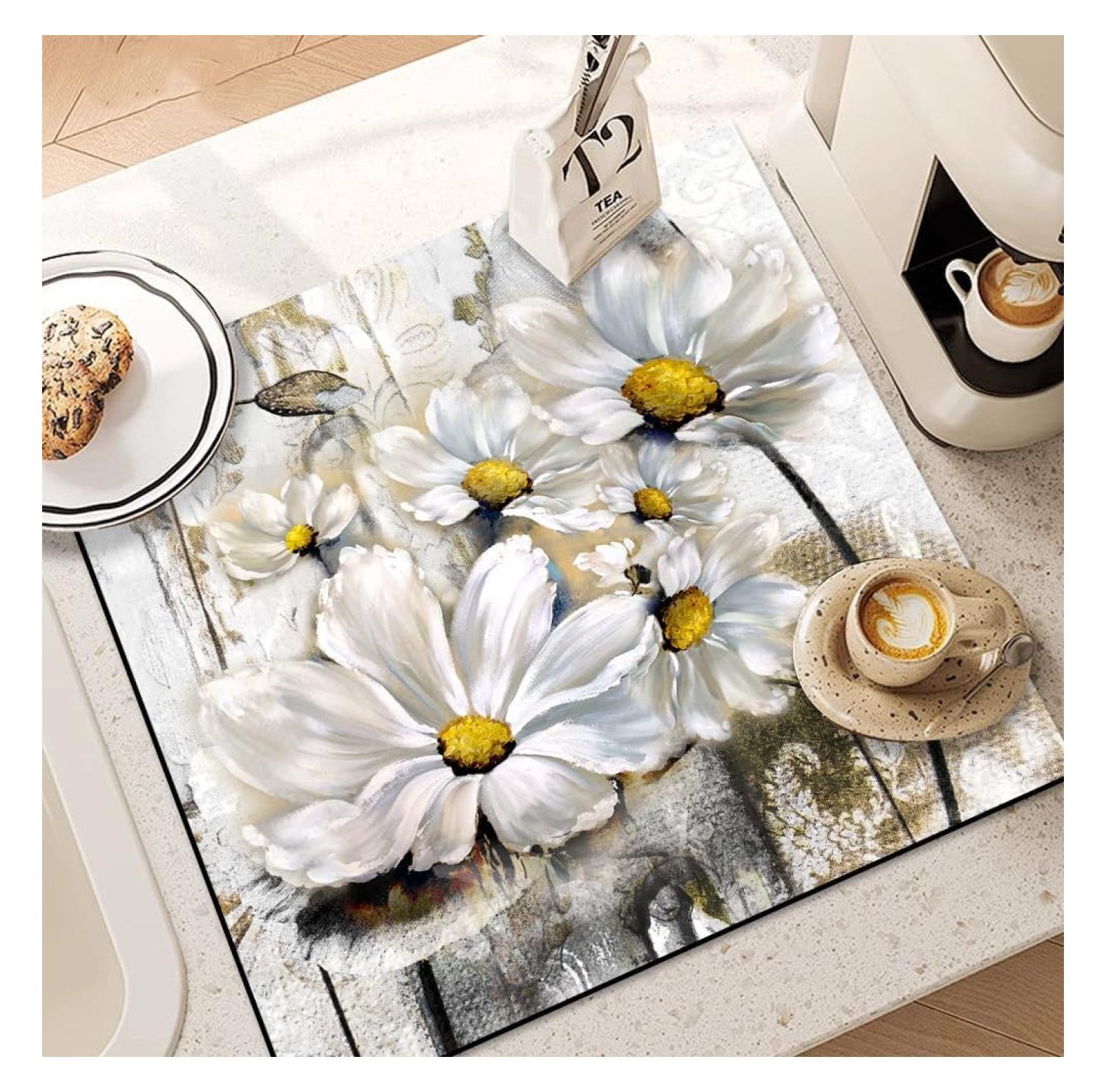 Simple Floral Washer Dryer Cover Mat Fridge Dust Dryer Washing Top Dust ...