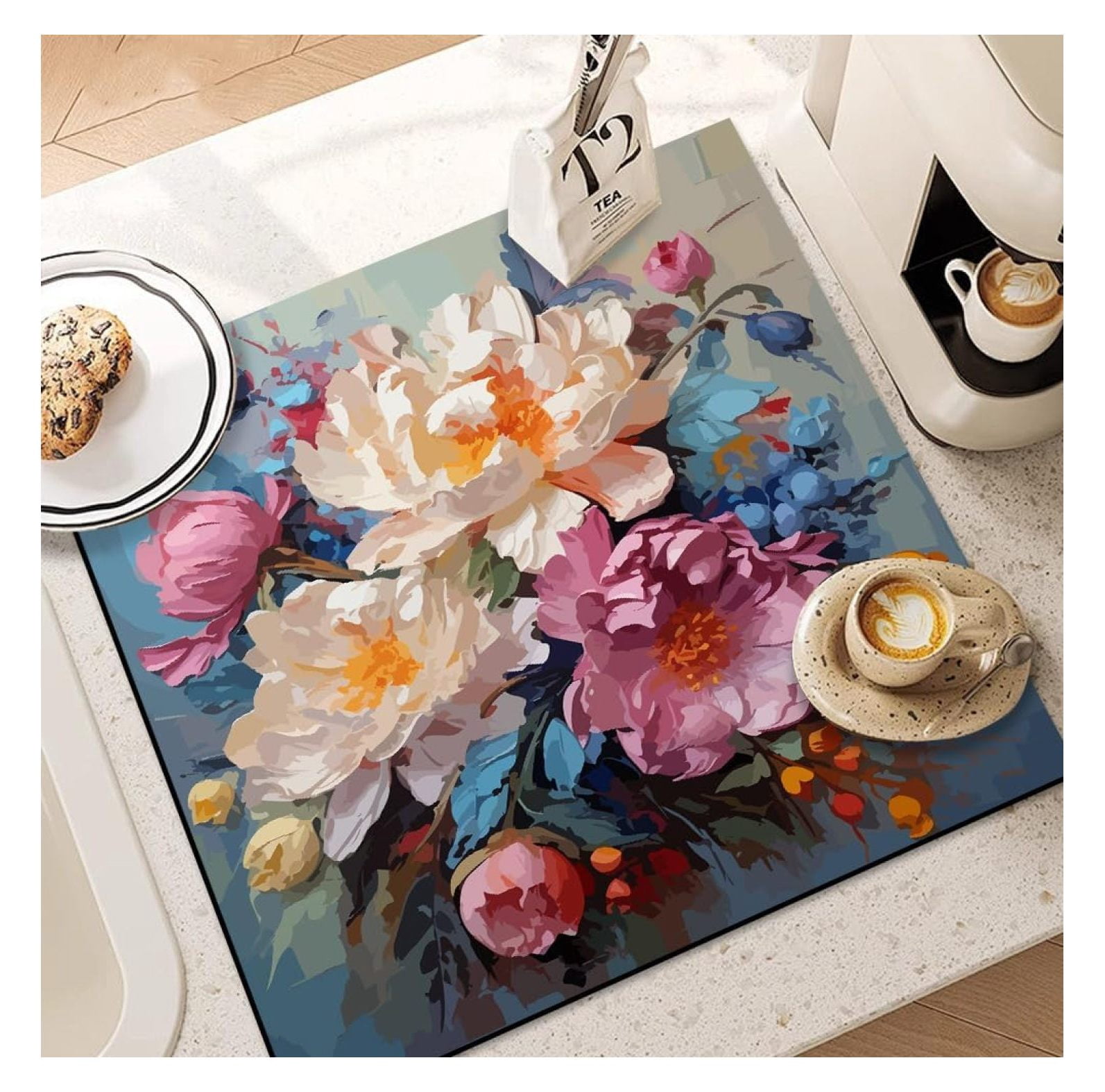 Simple Floral Washer Dryer Cover Mat Fridge Dust Dryer Washing Top Dust ...