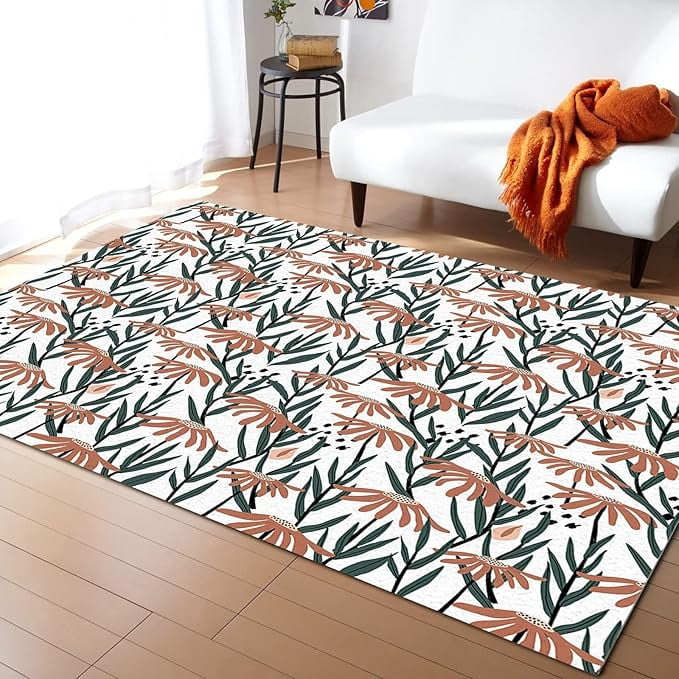 Simple Flower Daisy Plant Area Rug, Dandelion Leaves Home Decor Rug ...