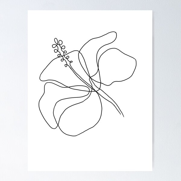 Simple Flower Lei Hawaiian Flower Line Drawing Poster Wall Art, Modern ...