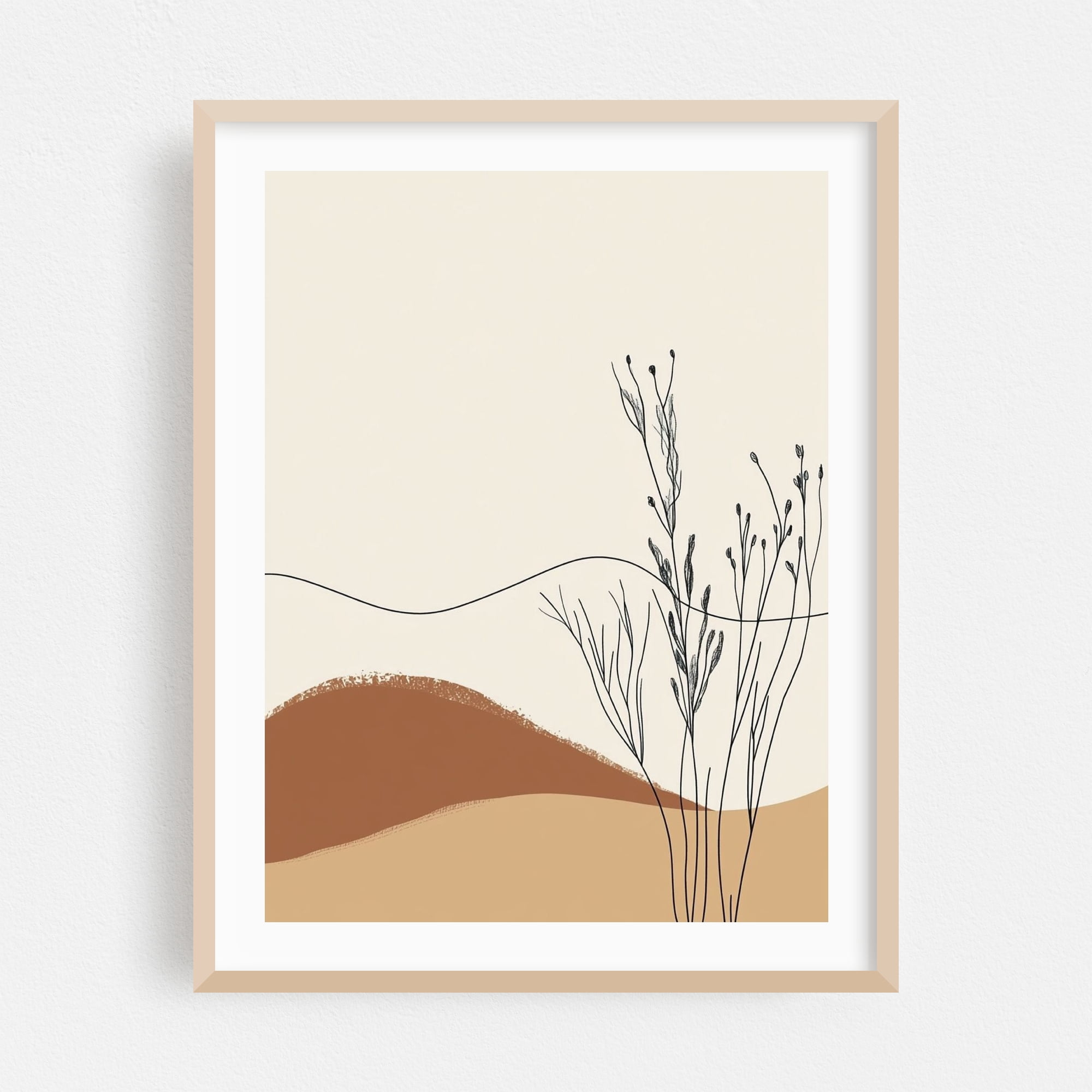 Simple Flower Line Art - Line Drawing Minimalist Boho Abstract Desert ...
