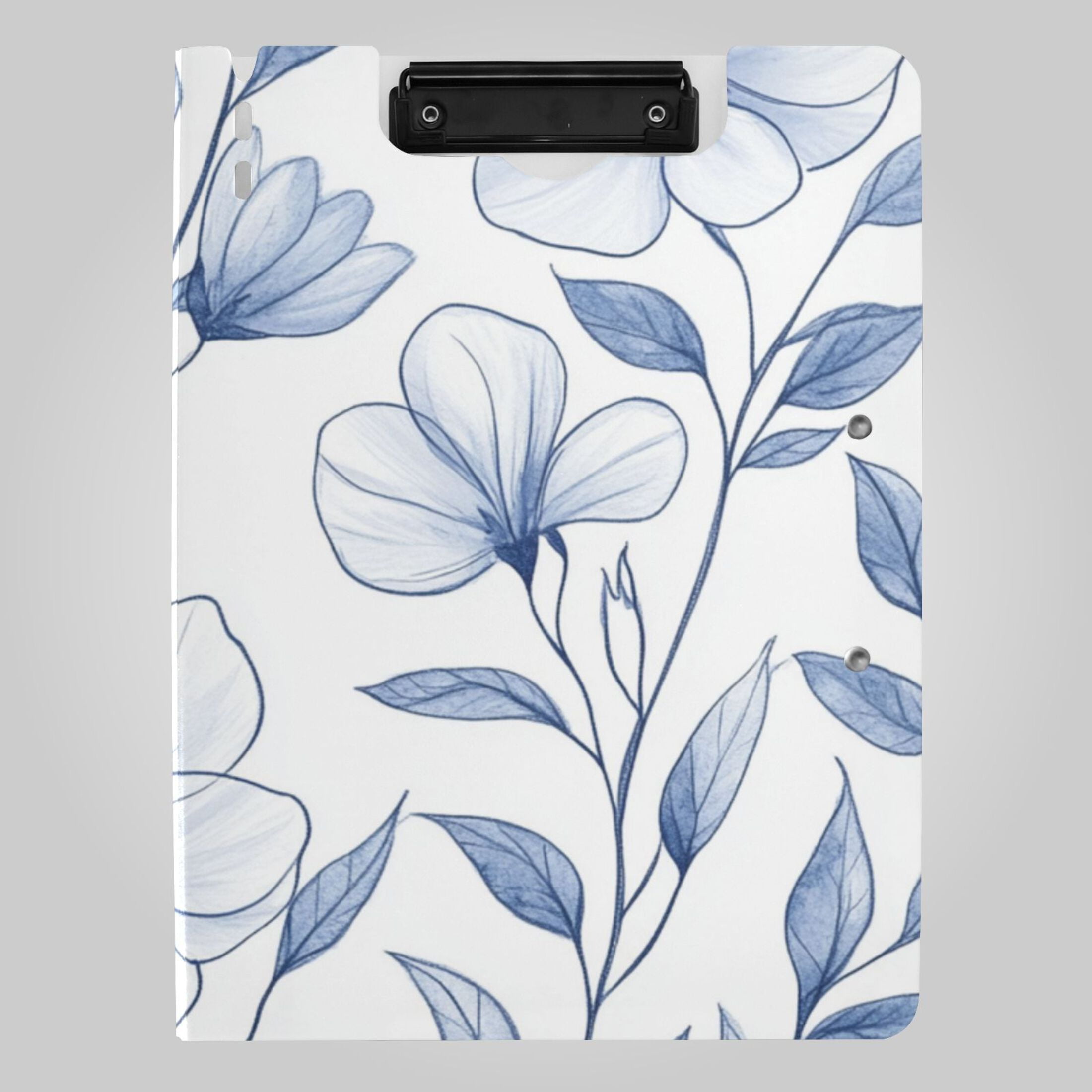 Simple Flower Sketch Foldable Binder Folder Clipboard with Pen Slot ...