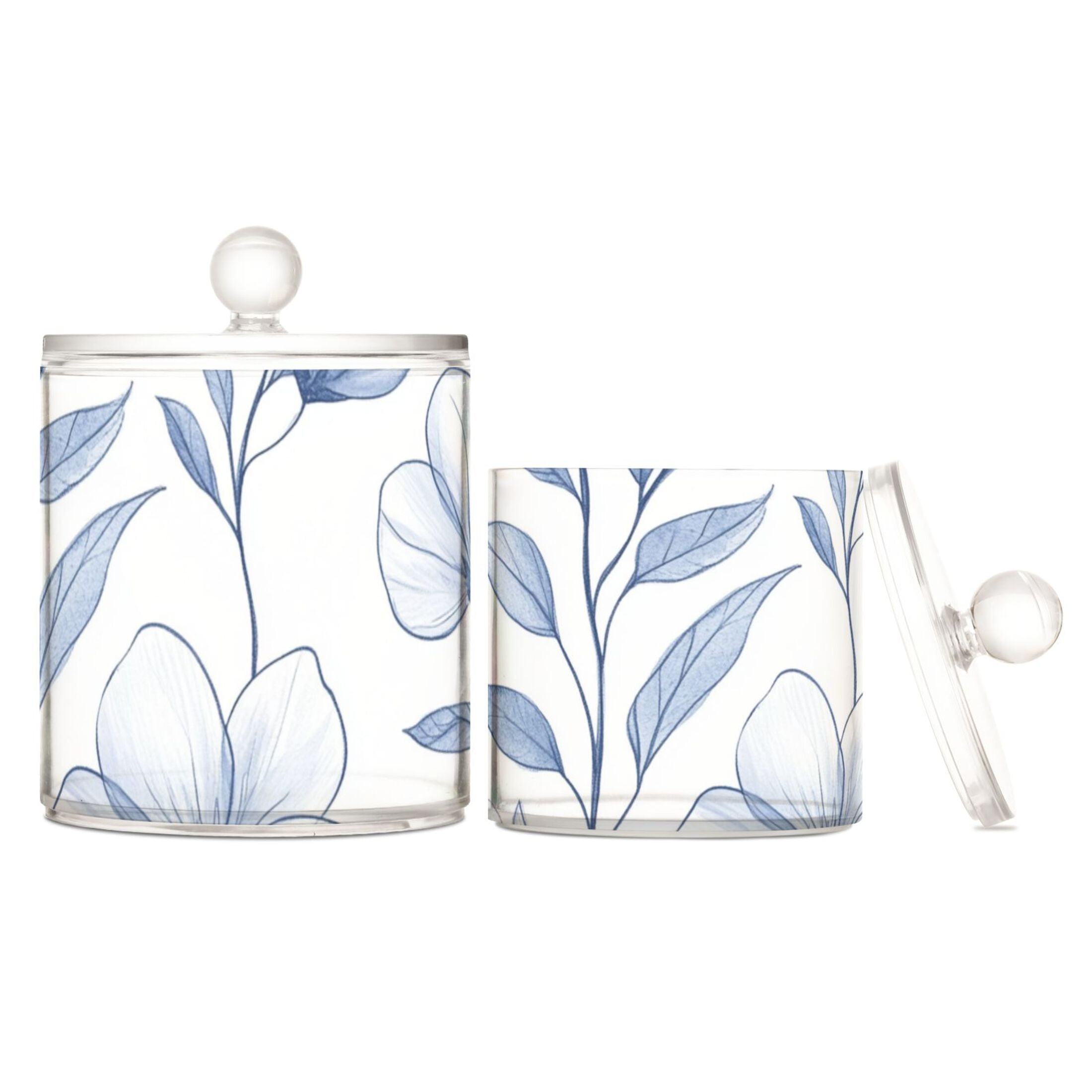 Simple Flower Sketch Translucent Plastic Cans Storage Canisters with ...