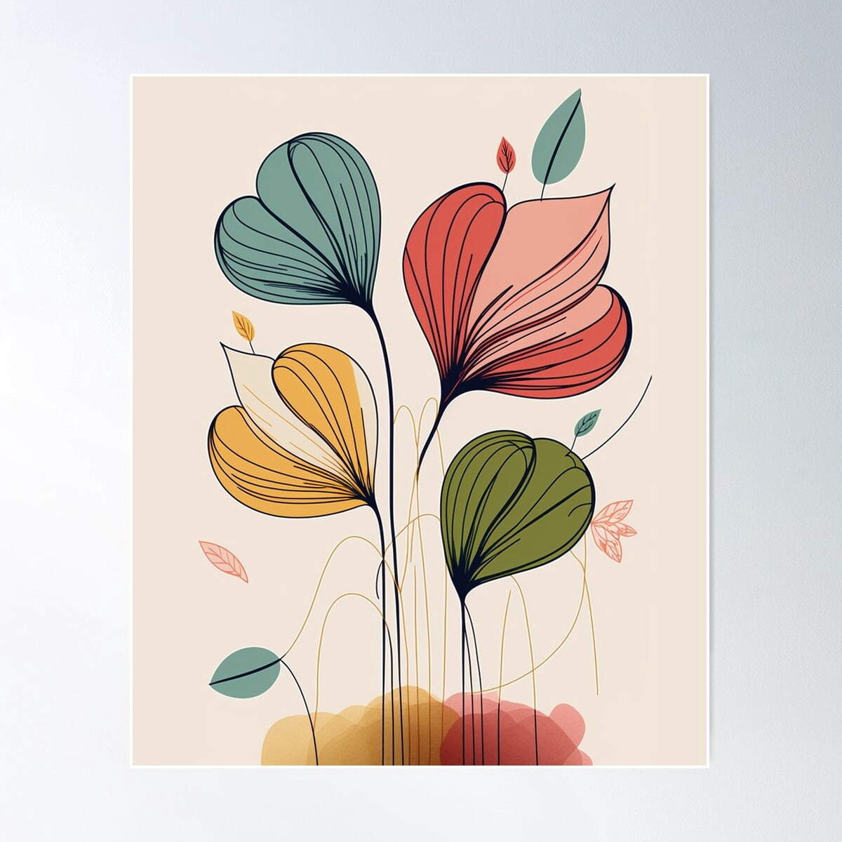 Simple Flower Wall Decor: Abstract Floral Design For A Minimalist Look ...