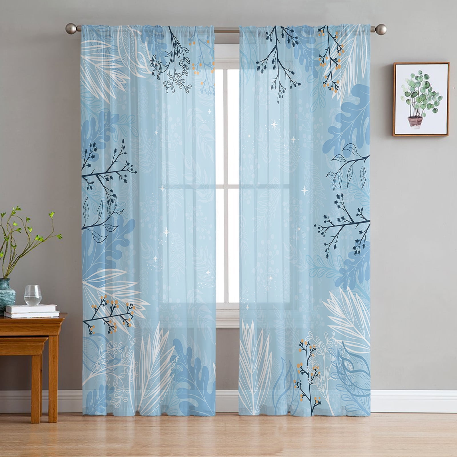 Simple Flowers And Ethnic Style Sheer Curtain Window Tulle Lace ...