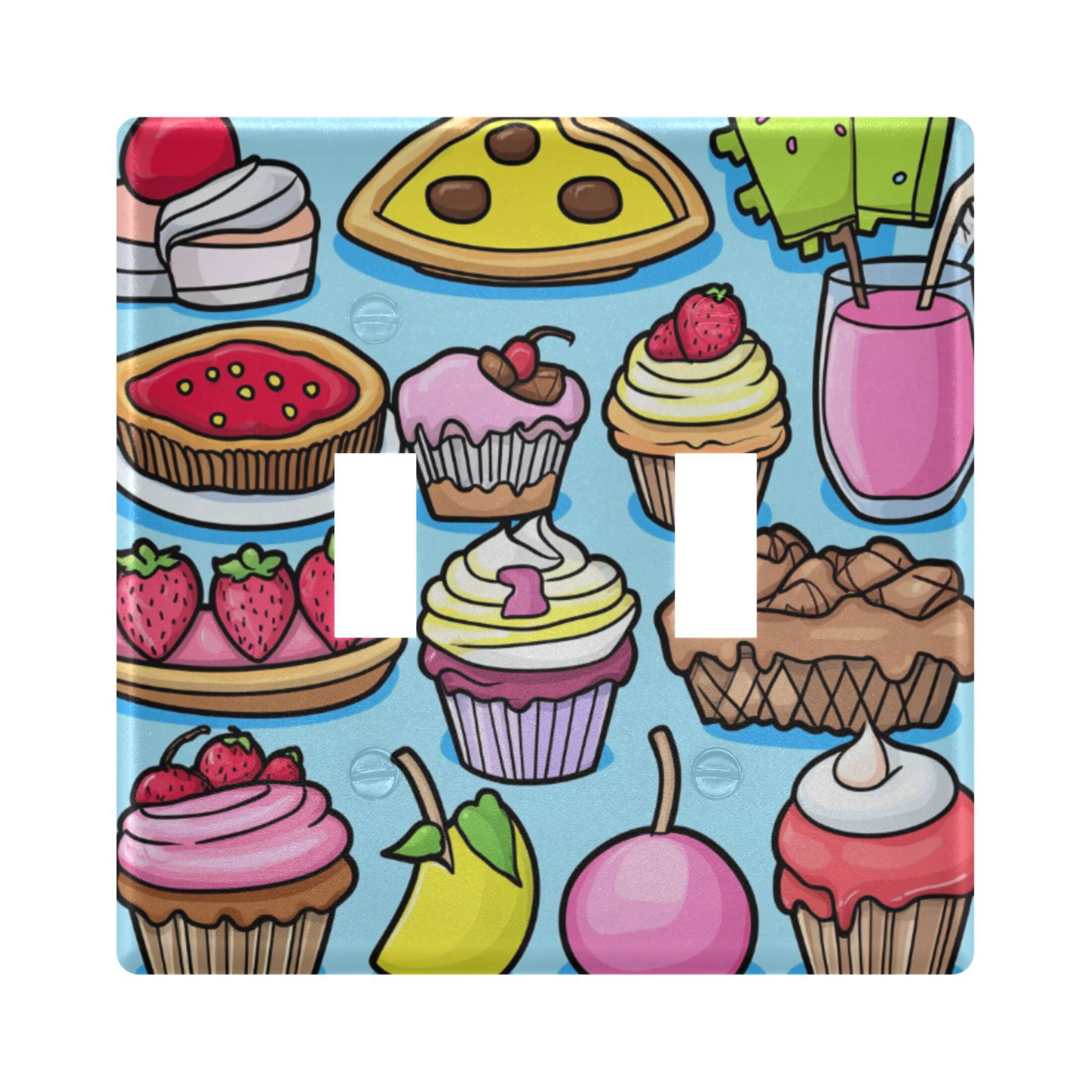 Simple Food Pattern Fireproof Switch Plate with Rounded Edges 3-Hole ...