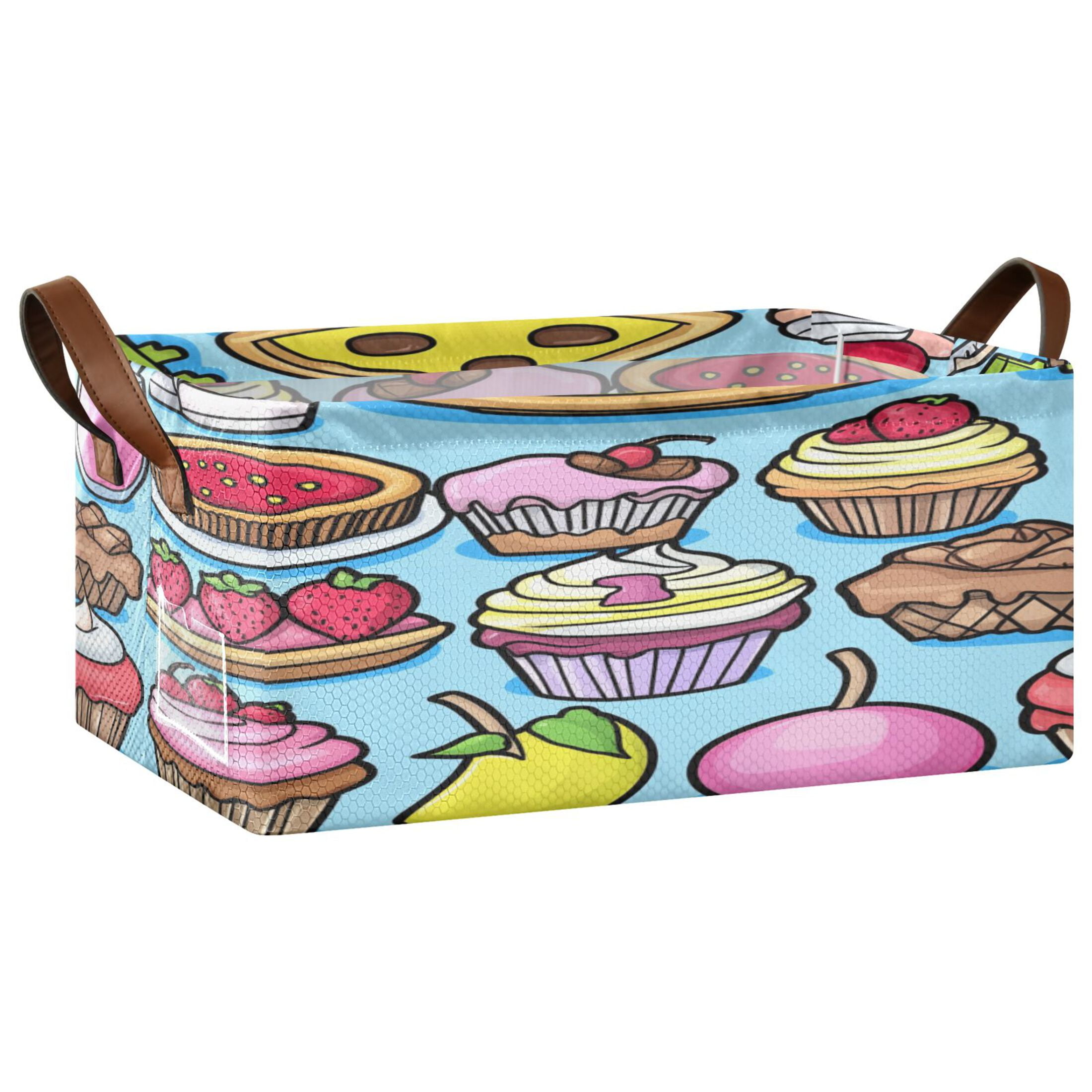 Simple Food Pattern Open Home Storage Bins Foldable Metal Frame Shelf ...