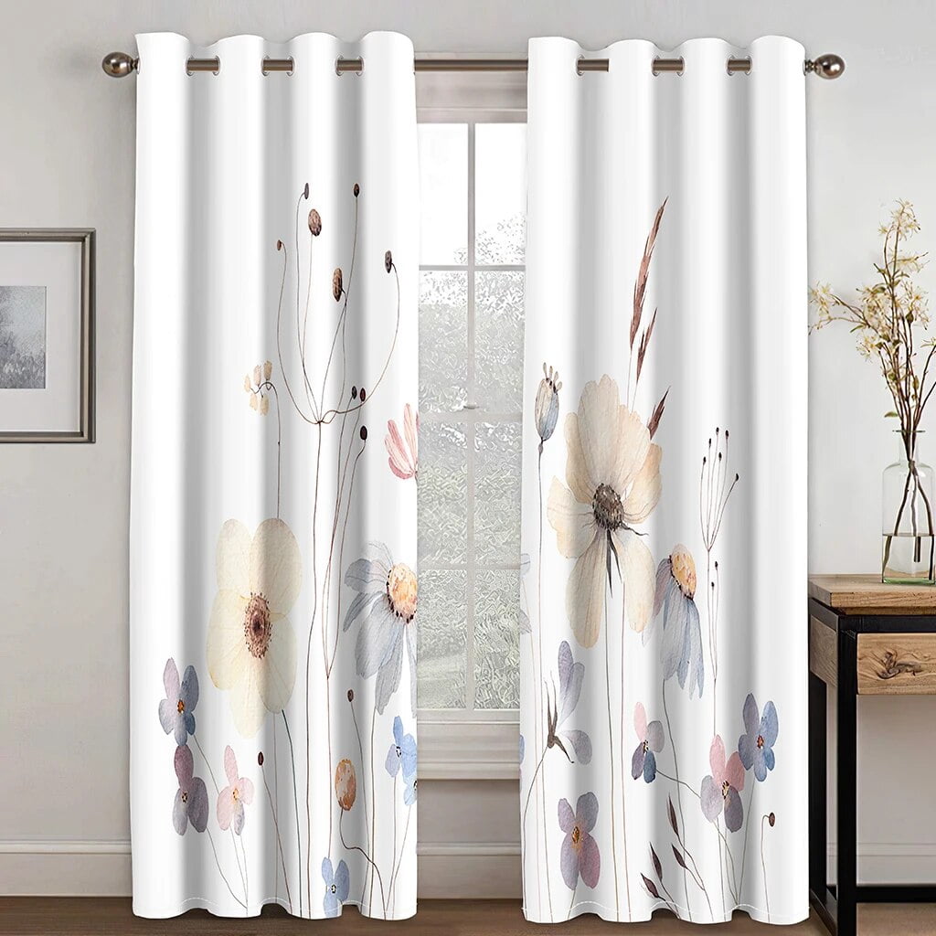 Simple Fragmented Flowers Window Curtains Fresh Garden 3D Digital ...