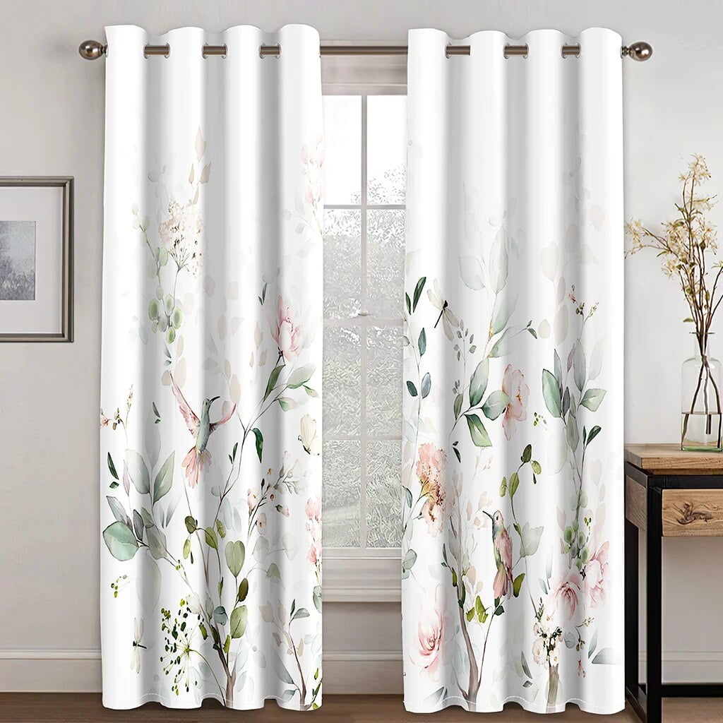 Simple Fragmented Flowers Window Curtains Fresh Garden 3D Digital ...